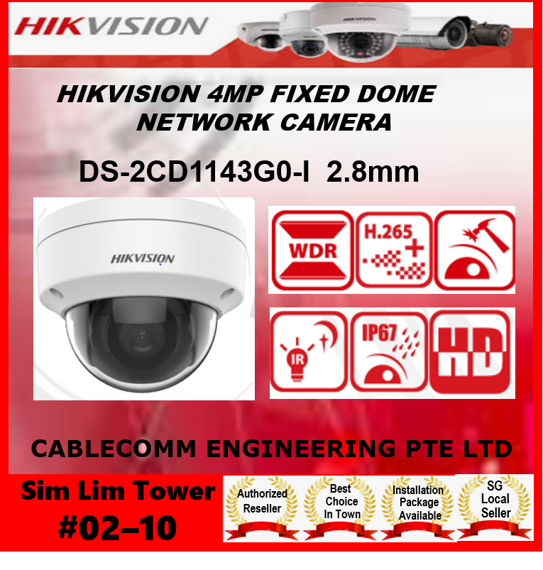 HIKVISION 4MP FIXED DOME NETWORK CAMERA (DS-2CD1143G0-I 2.8mm) | Lazada ...