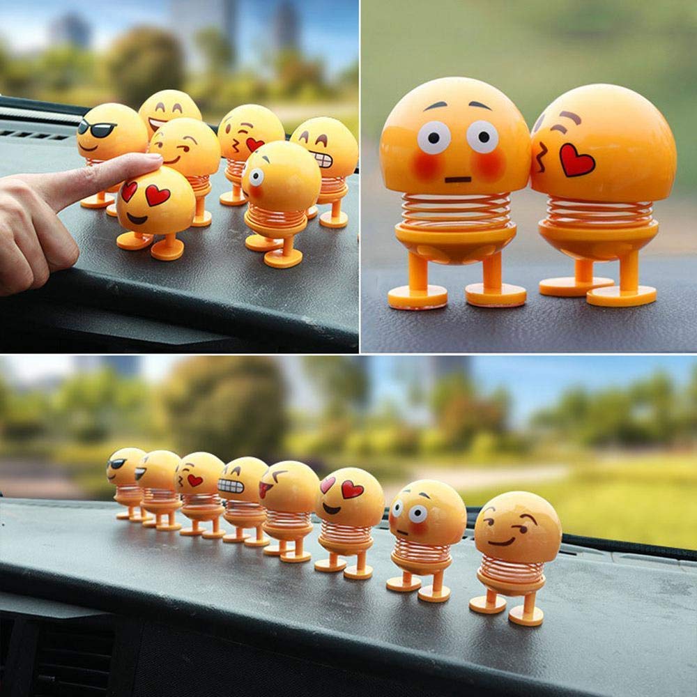 KM-06Pcs Car Dashboard Dancing Emoji Dolls, Emoji Bobble Shaking Head ...
