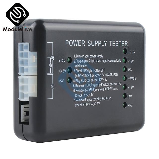 Digital Lcd Power Supply Tester For Pc 20/24 Pin 4 Psu Atx Btx Sata Hdd ...