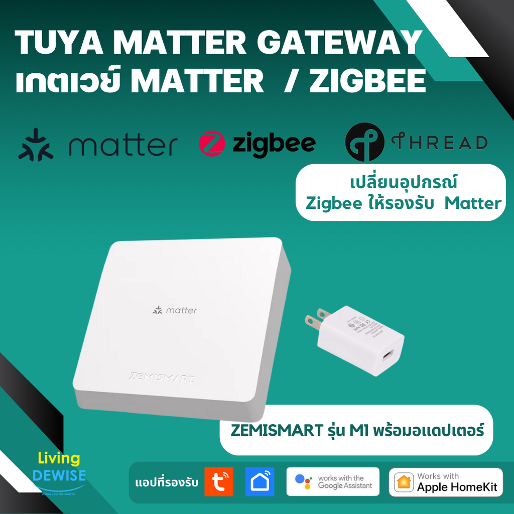 (ประกัน 1 ปี) Tuya Matter Zigbee Gateway (Zemismart M1, THP10-Z-X) เกตเวย์ Zigbee สำหรับเชื่อม ...