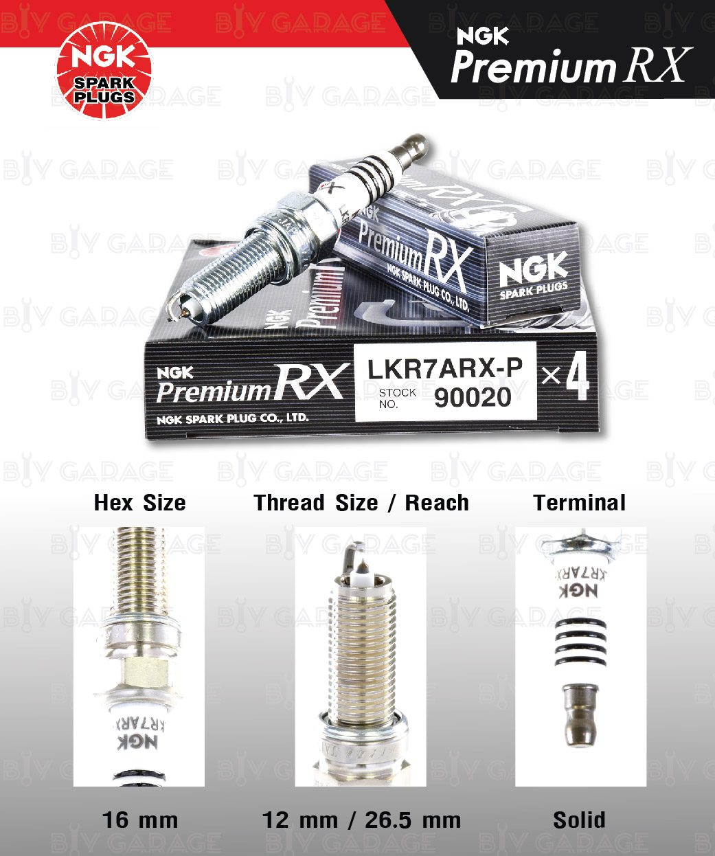 NGK หัวเทียน Premium RX ขั้ว Ruthenium LKR7ARX-P 4 หัว ใส่ Civic FB FC 1.8 HRV ใช้อัพเกรด ...