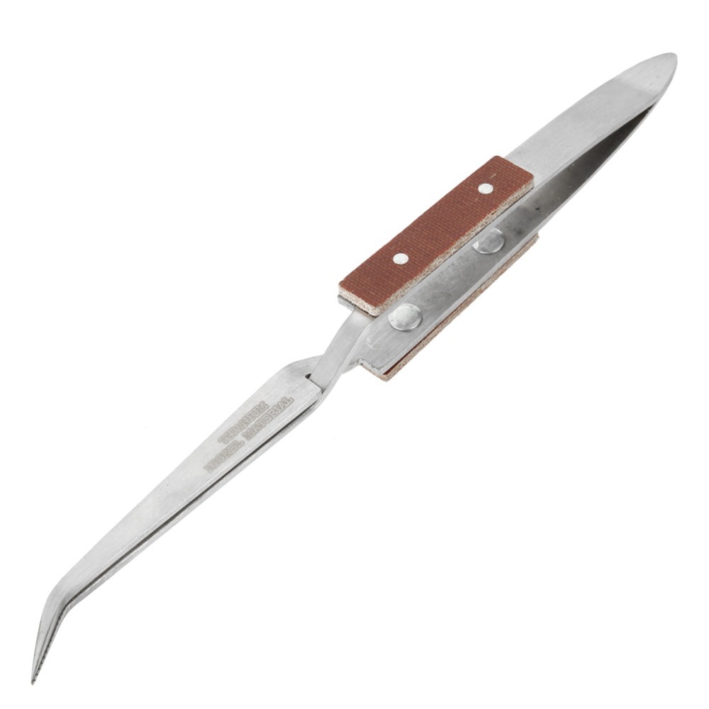 Precision Curved Tip Locking Tweezers Stainless Steel Selflock Cross ...