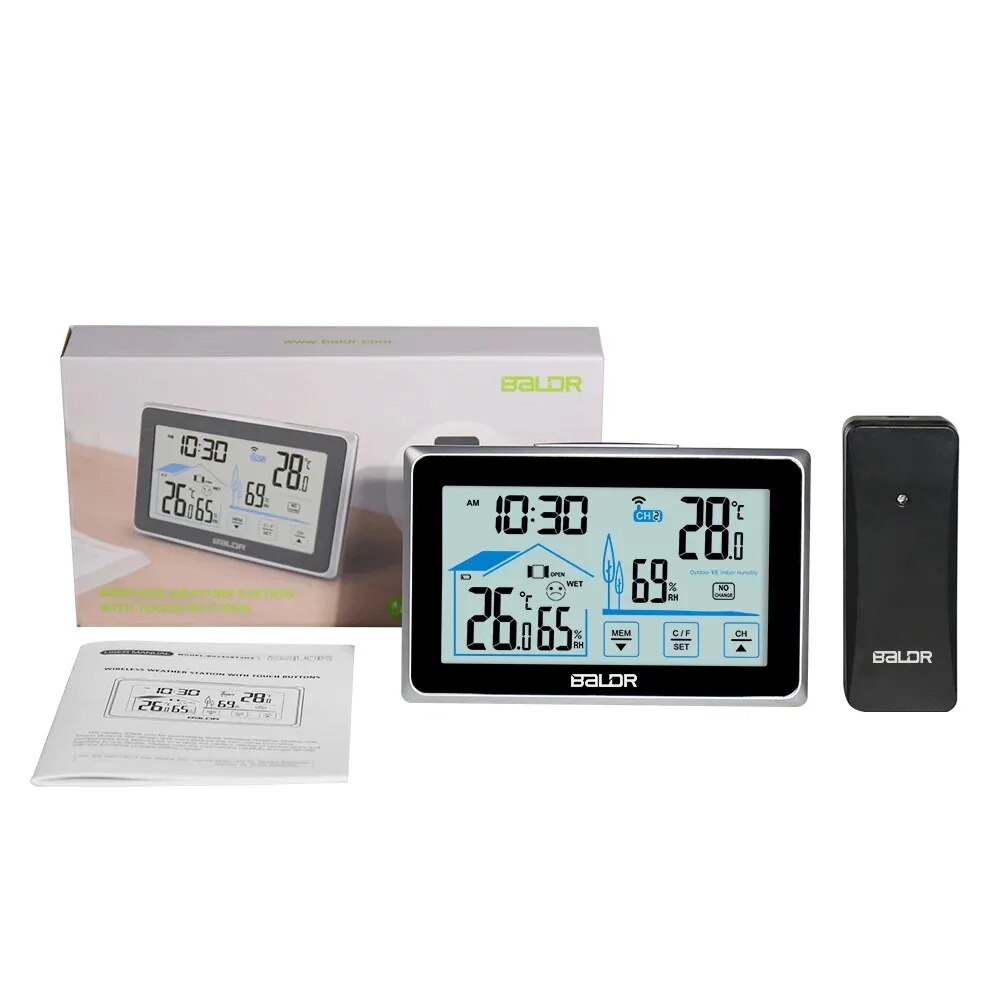 BALDR Large Touch Screen Wireless Weather Station In/outdoor Digital ...