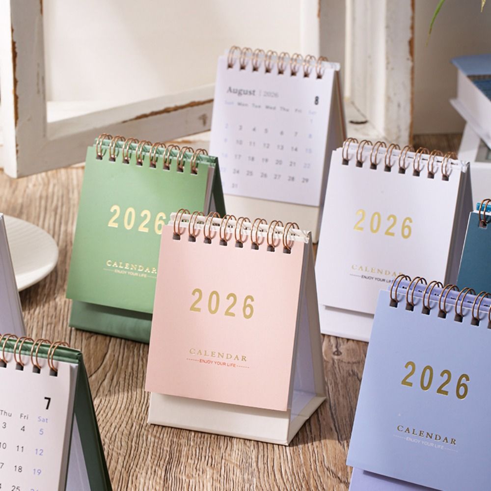 Kid Gift Month Date Display 2026 Small Desk Calendar English Solid ...