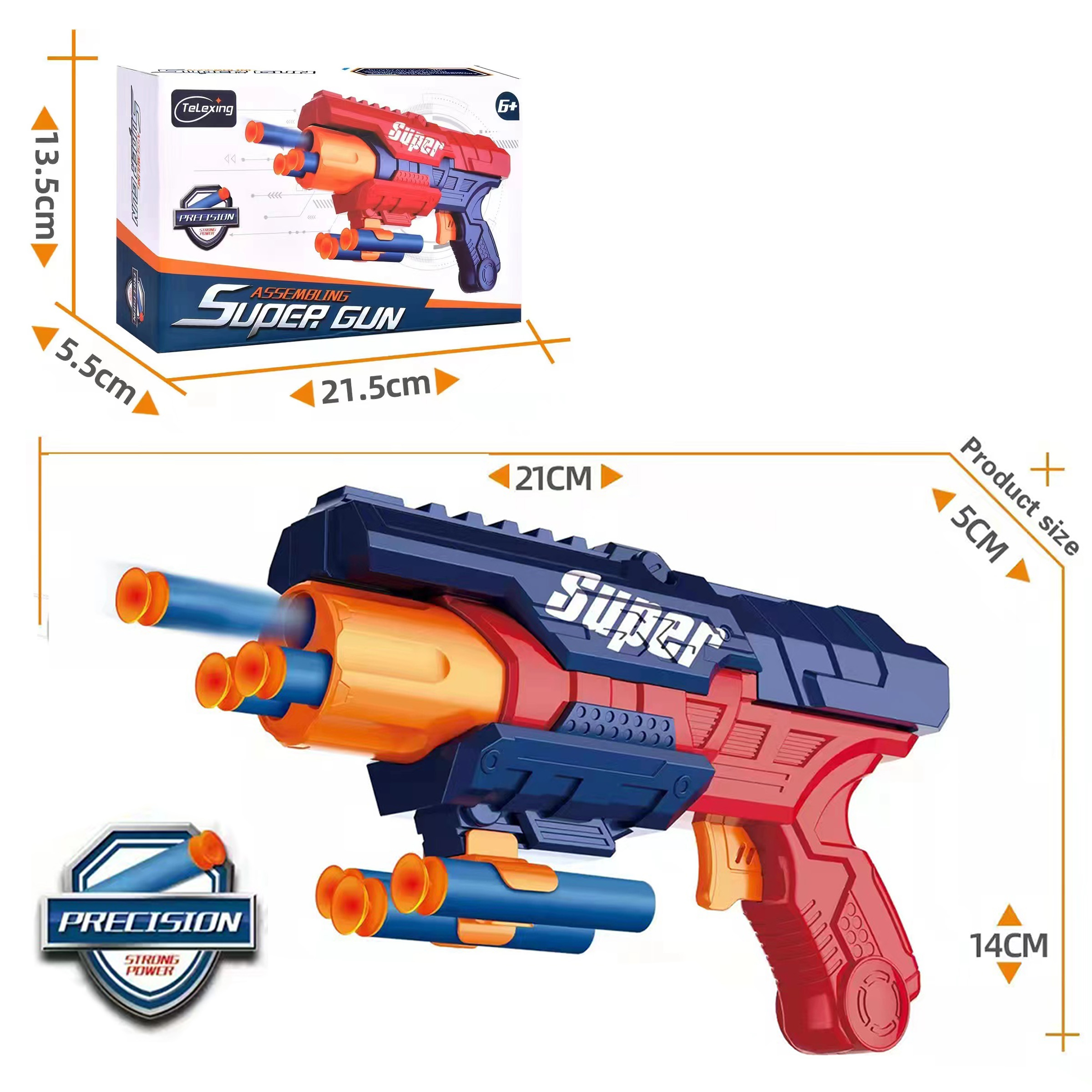 Super Nerf Gun Soft Bullet Pistol Style Toy Blaster with Bullet Holder ...
