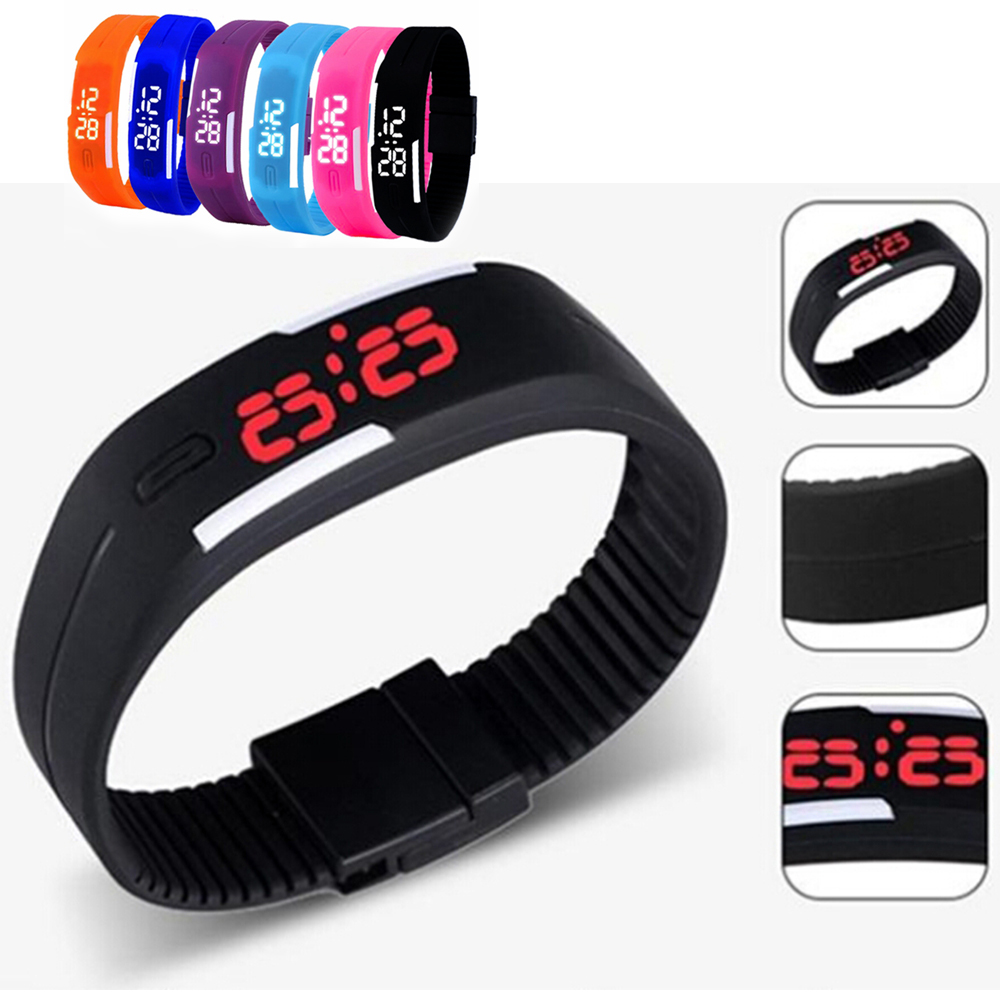 【Unique features】Men's Sports Children Watch Ultra Thin Women Silicone ...