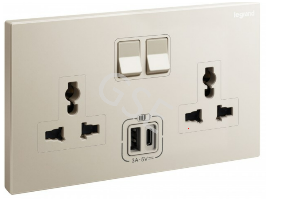Legrand Galion Socket with USB Champagne Rose Gold Dark Silver White ...