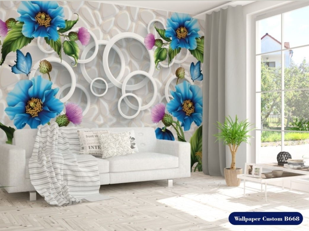 WALLPAPER CUSTOM 3D WALLPAPER DINDING CUSTOM MOTIP BUNGA GAYA EROPA ...