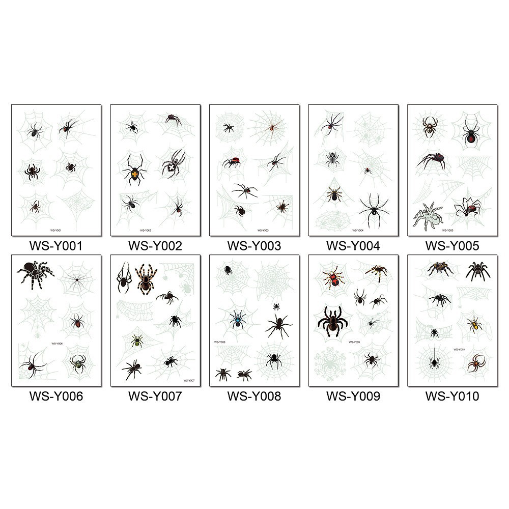 【Mega Spider Tattoo Halloween Waterproof Sweat 3D Spider Tattoo Sticker ...
