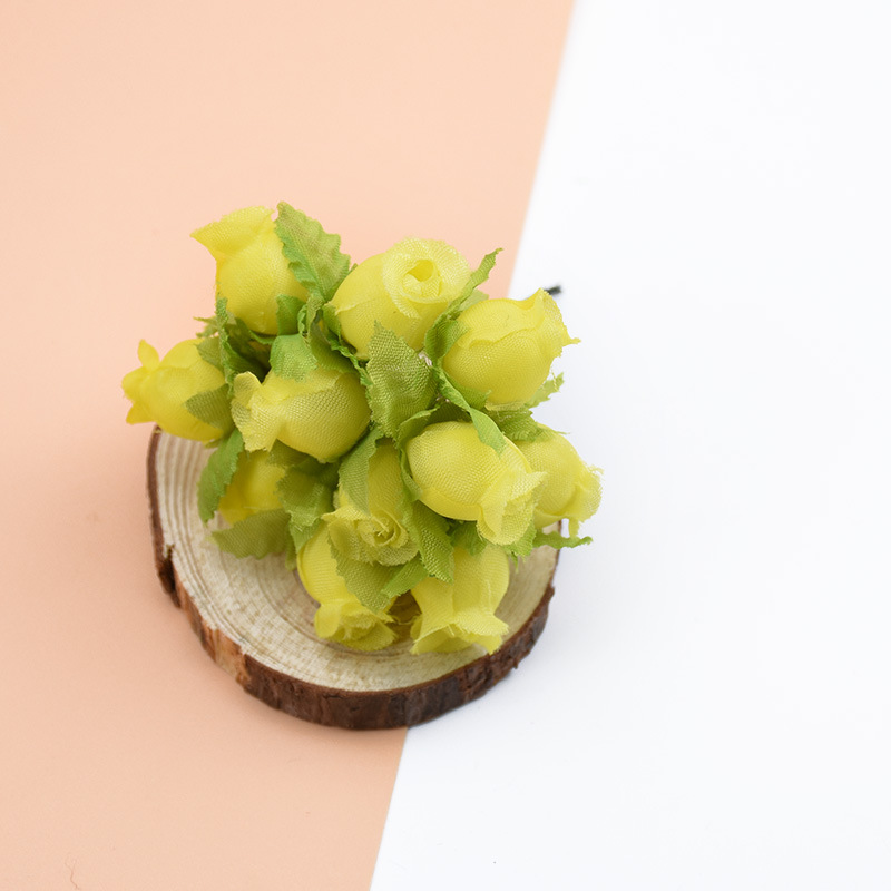 12pcs/bundle Artificial Silk Mini Rose Bud Flower Diy Flower Bouquet ...