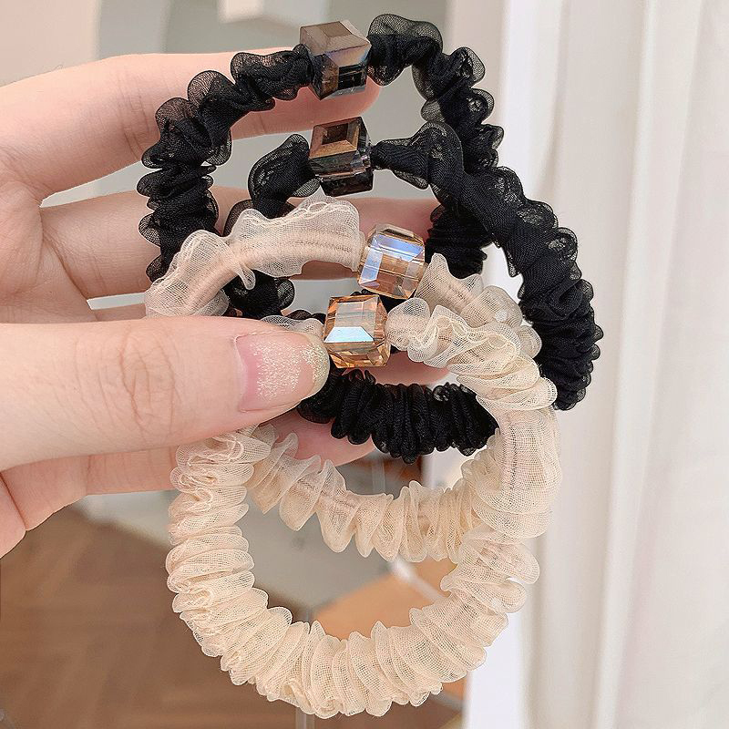 Small Fragrance Mesh Crystal Small Intestine Ring Light Luxury Head ...