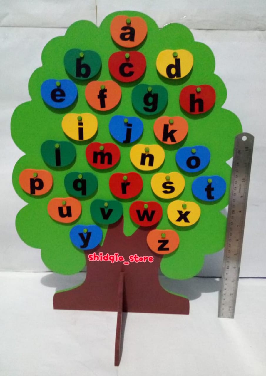 Mainan Kayu Edukasi Pohon Huruf abjad, angka dan hijaiyah ALAT PERAGA ...
