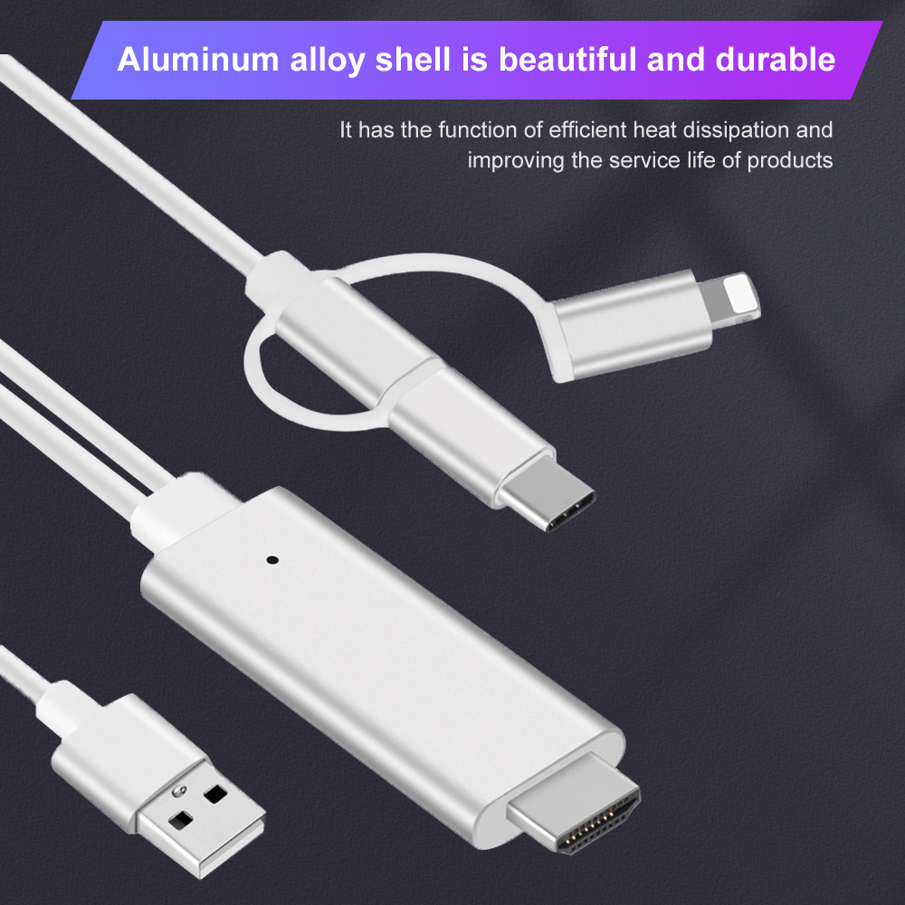 Swoki I สายอะแดปเตอร์ HDMI 3 In 1มีอินเทอร์เฟซแสง Micro USB Type-C MHL ...