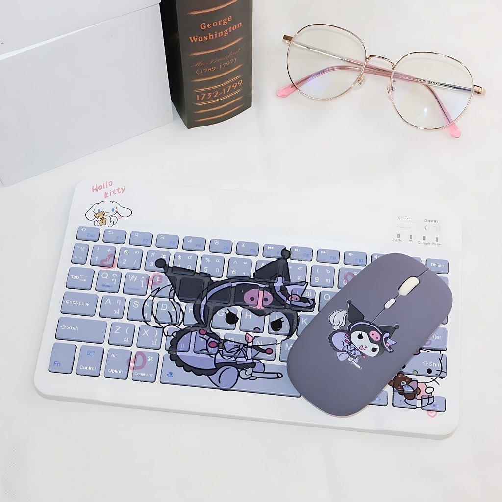 [แป้นพิมพ์ไทย] LABUBU คีย์บอร์ดBluetooth keyboard เมาส์ไร้สาย แป้นพิมพ์ ...