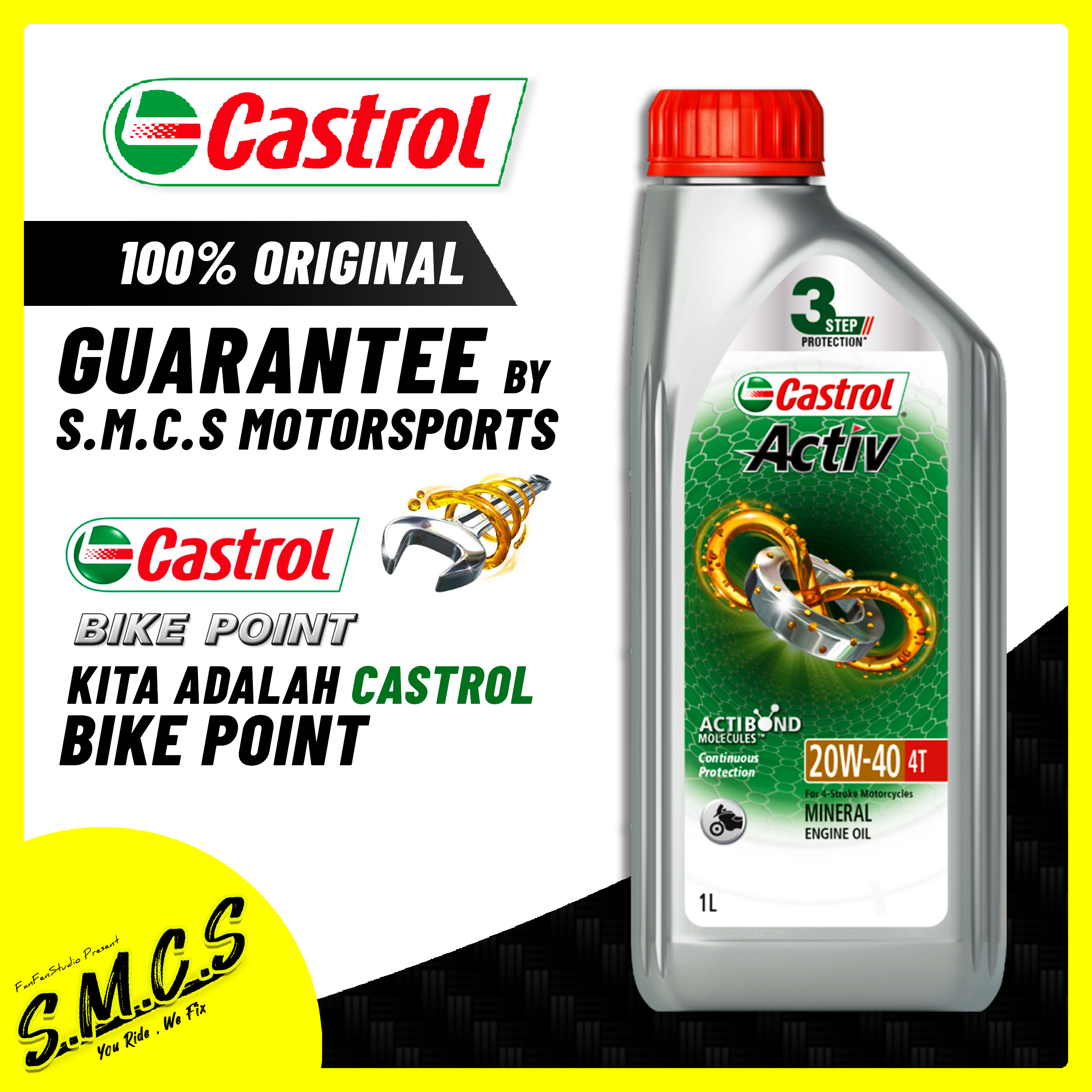 Castrol Activ Active 4T Oil 20W-40 Minyak Hitam Motosika 100％ Original ...