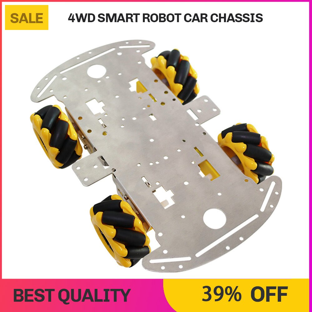 Diy Smart Robot Car Chassis 4wd Mecanum Omni Directional Wheel Aluminum
