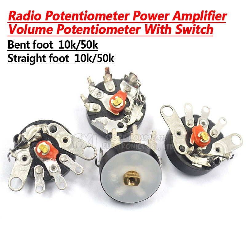 5pcs RV12MM Bent /Straight foot 10K 50K Radio Potentiometer Power ...