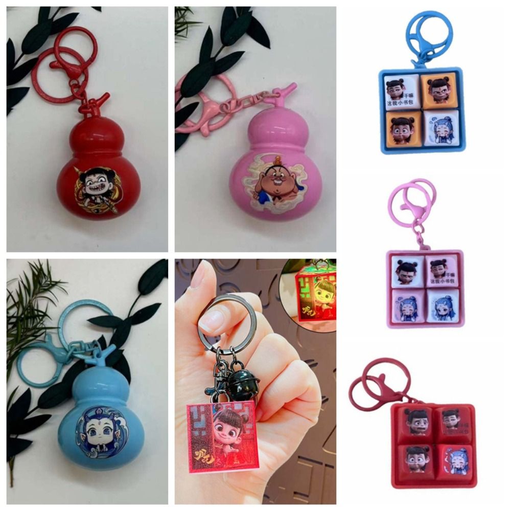 Handmade Plastic Colorful Flashing Ne Zha Keychain With Sound Full ...