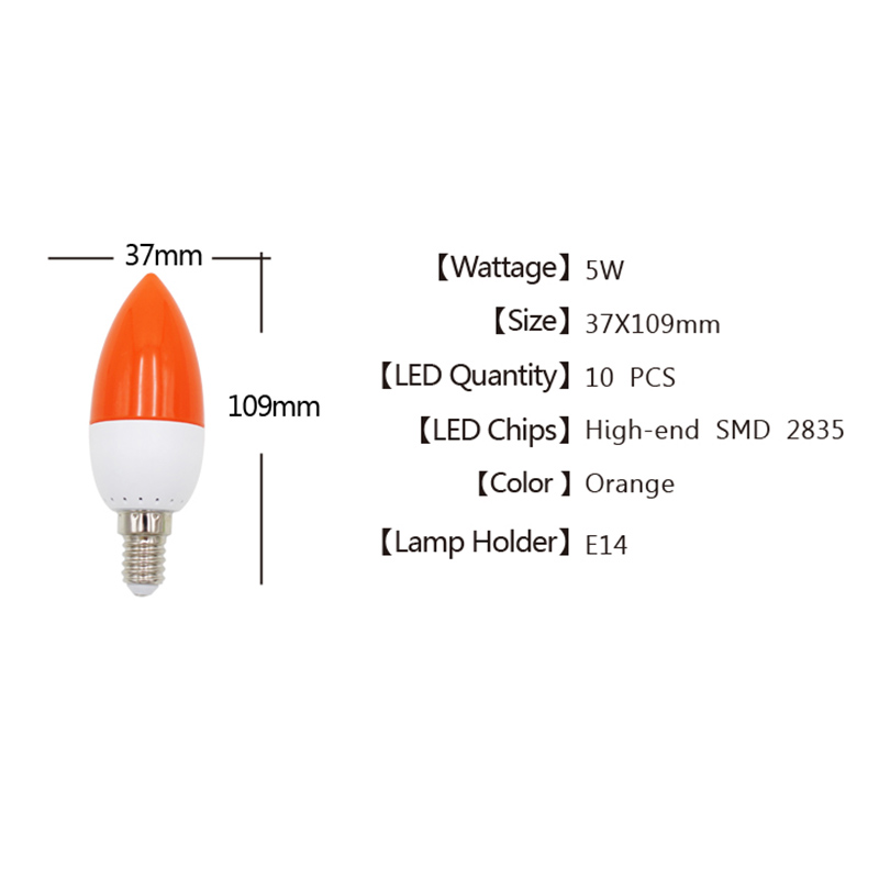 【TopazTrove】E14 LED color candle tip bulb color candle LED Edison Bulb ...