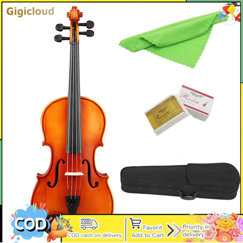 4/4 Acoustic Viola Kit With Case Bow Rosin Wiping Rag For Beginners ...