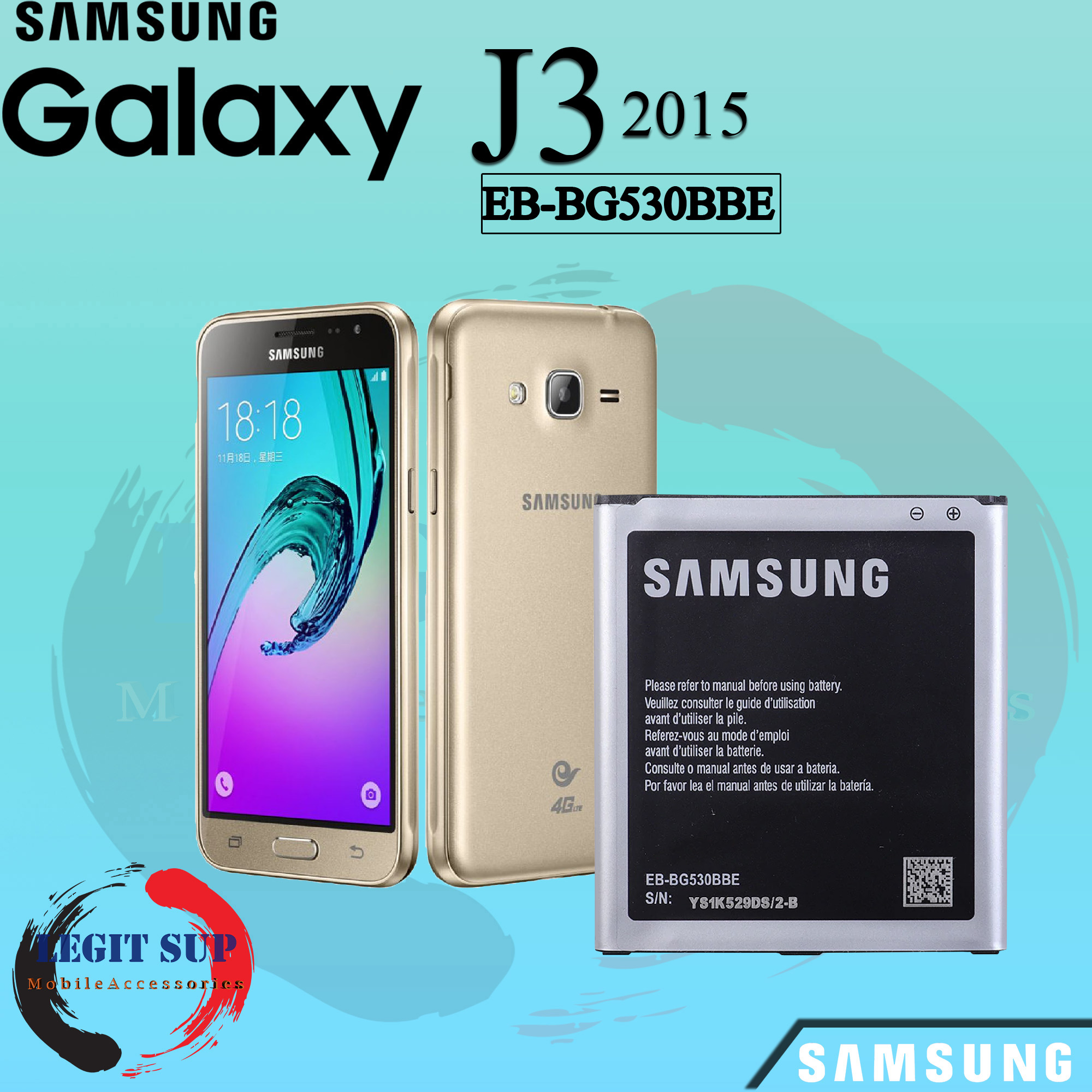 Samsung Galaxy J3 2015 Battery Model:EB-BG530BBE 4600mAh Battery 2000mAh (Original Equipment ...
