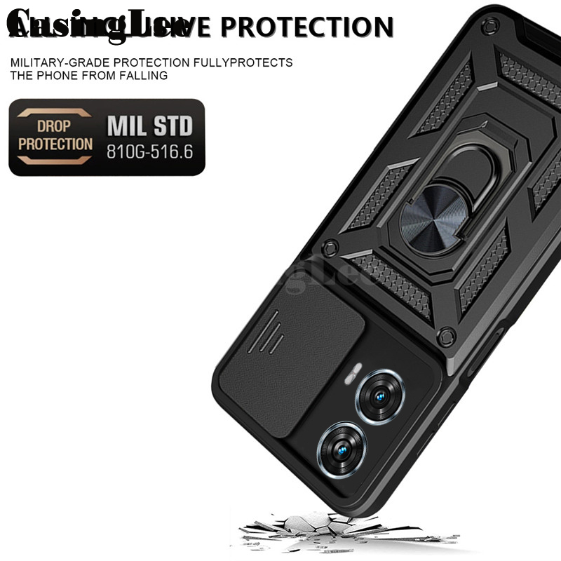 For Moto G45 Case Armor Ring Case Cover Adsorb Car Holder Shockproof ...