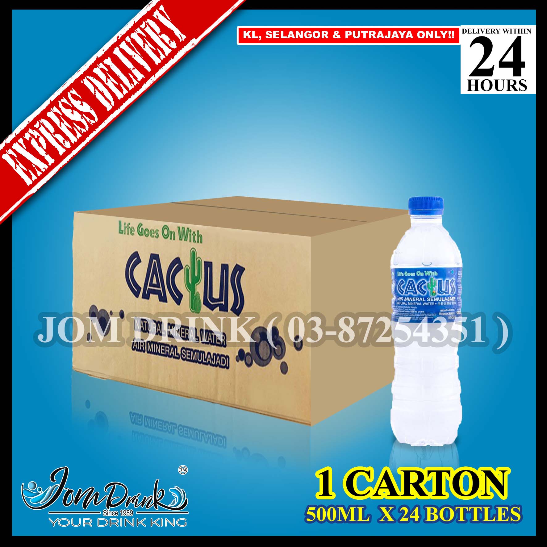 BUNDLE OF 1 CARTON : CACTUS MINERAL WATER 500ML x 24 BOTTLES | Lazada