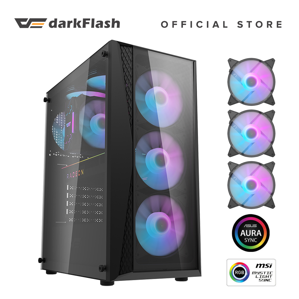darkFlash DK352 Plus Full transparent glass design front panel ATX PC ...