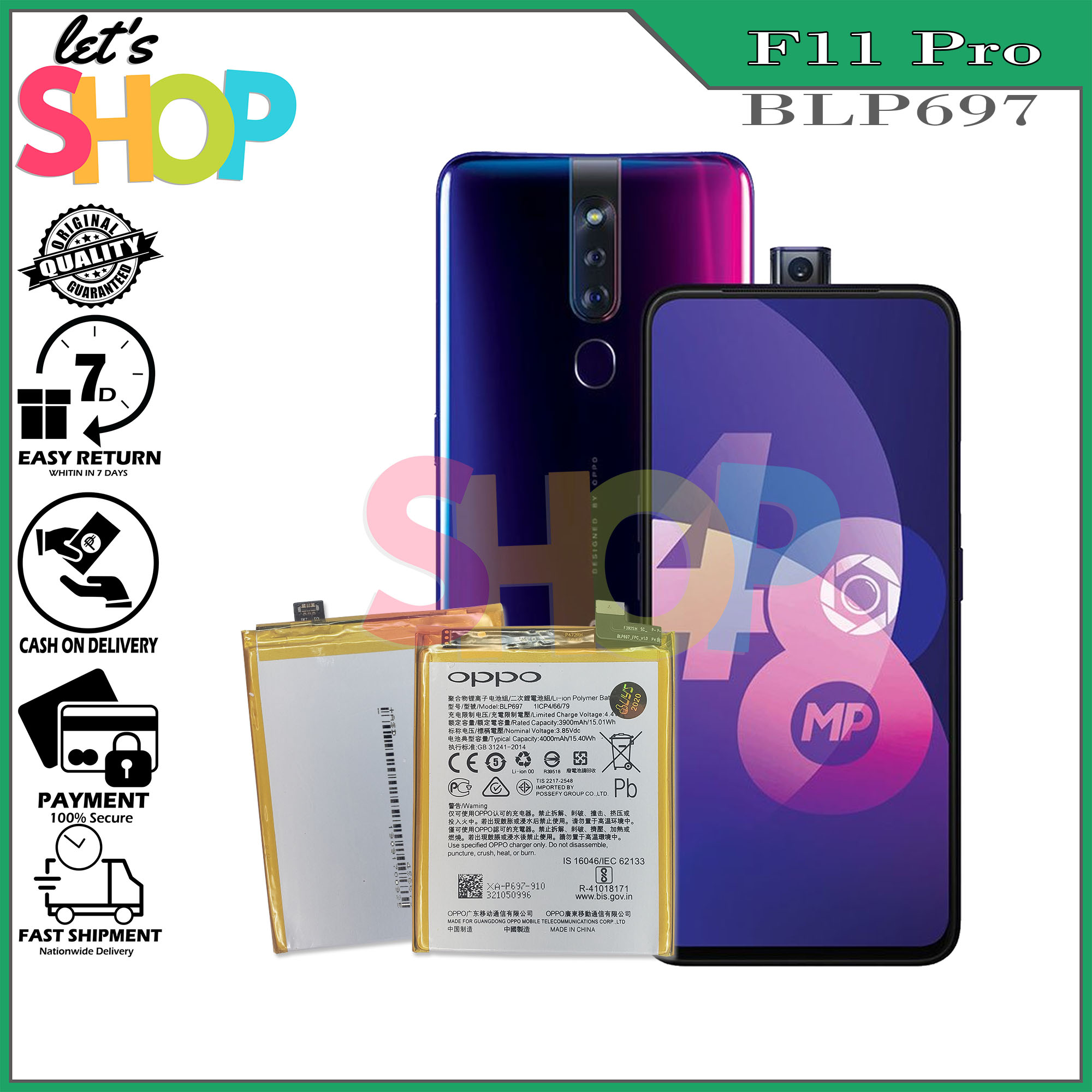 Oppo F11 Pro Battery Model BLP697 Lets Shop Original Equipment ...