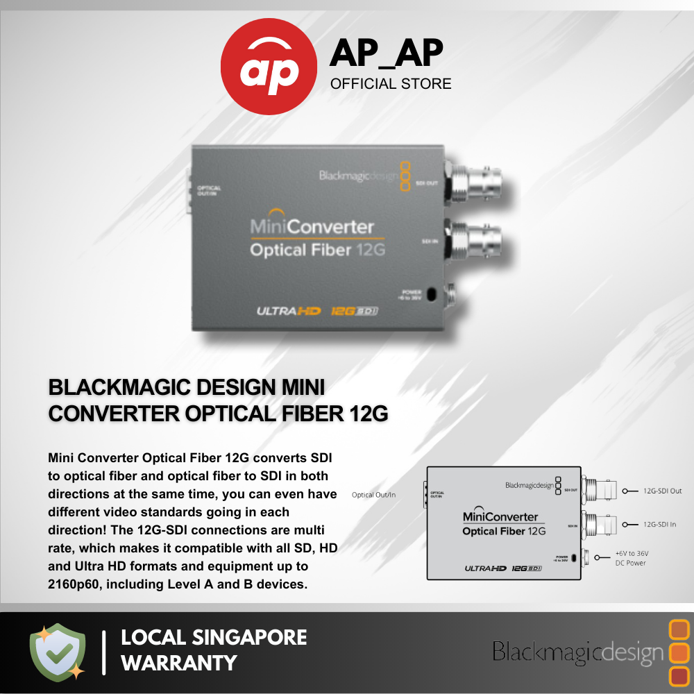 Blackmagic Design Mini Converter Optical Fiber 12G [CONVMOF12G] | Blackmagic Singapore Warranty ...