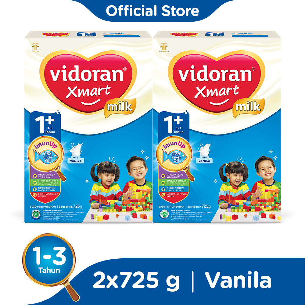vidoran Xmart 1+ Vanilla 700gr Susu Formula Pertumbuhan Anak 1-3 Tahun ...