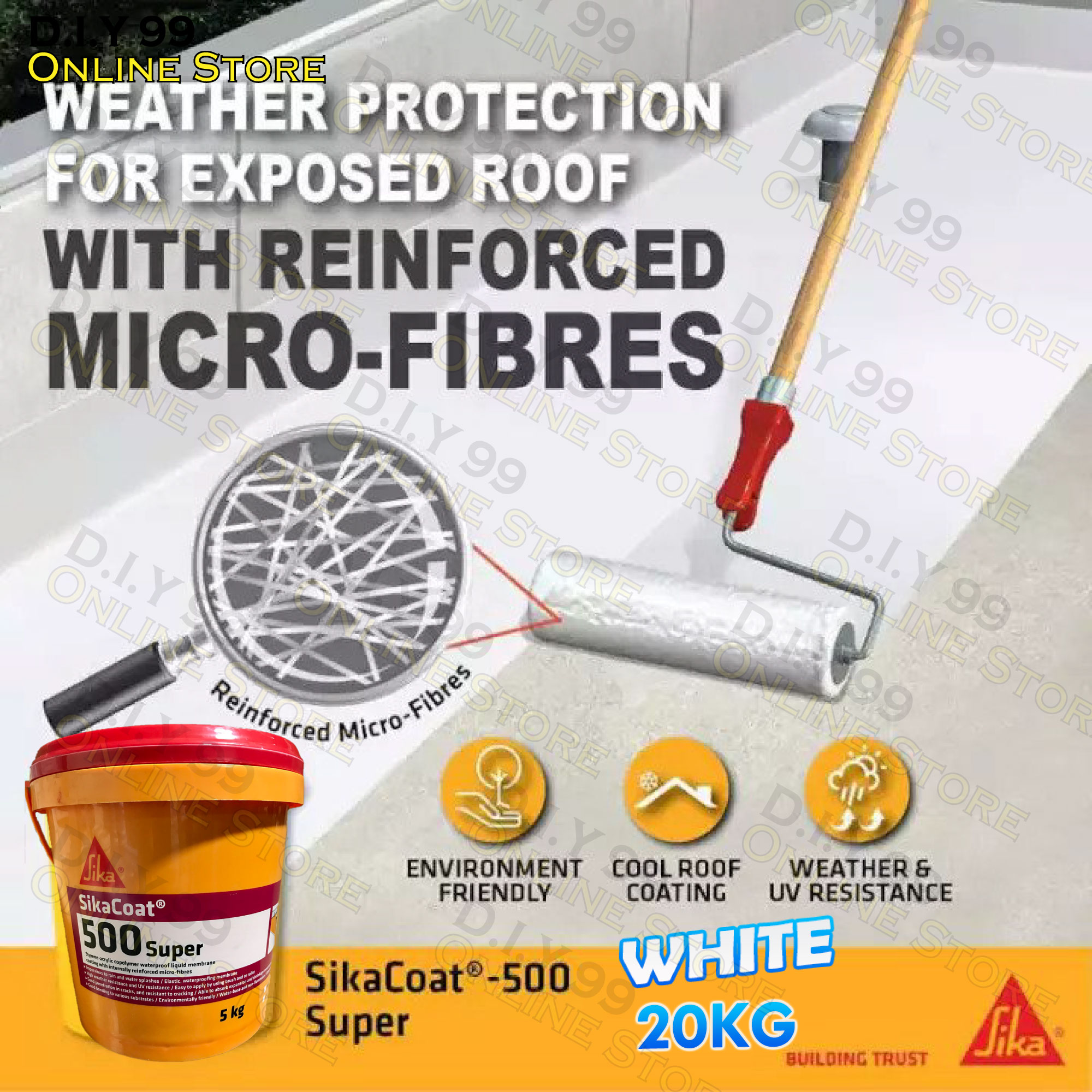 Sika SikaCoat 500 Super 5kg / 20kg Waterproof Liquid Membrane Coating ...