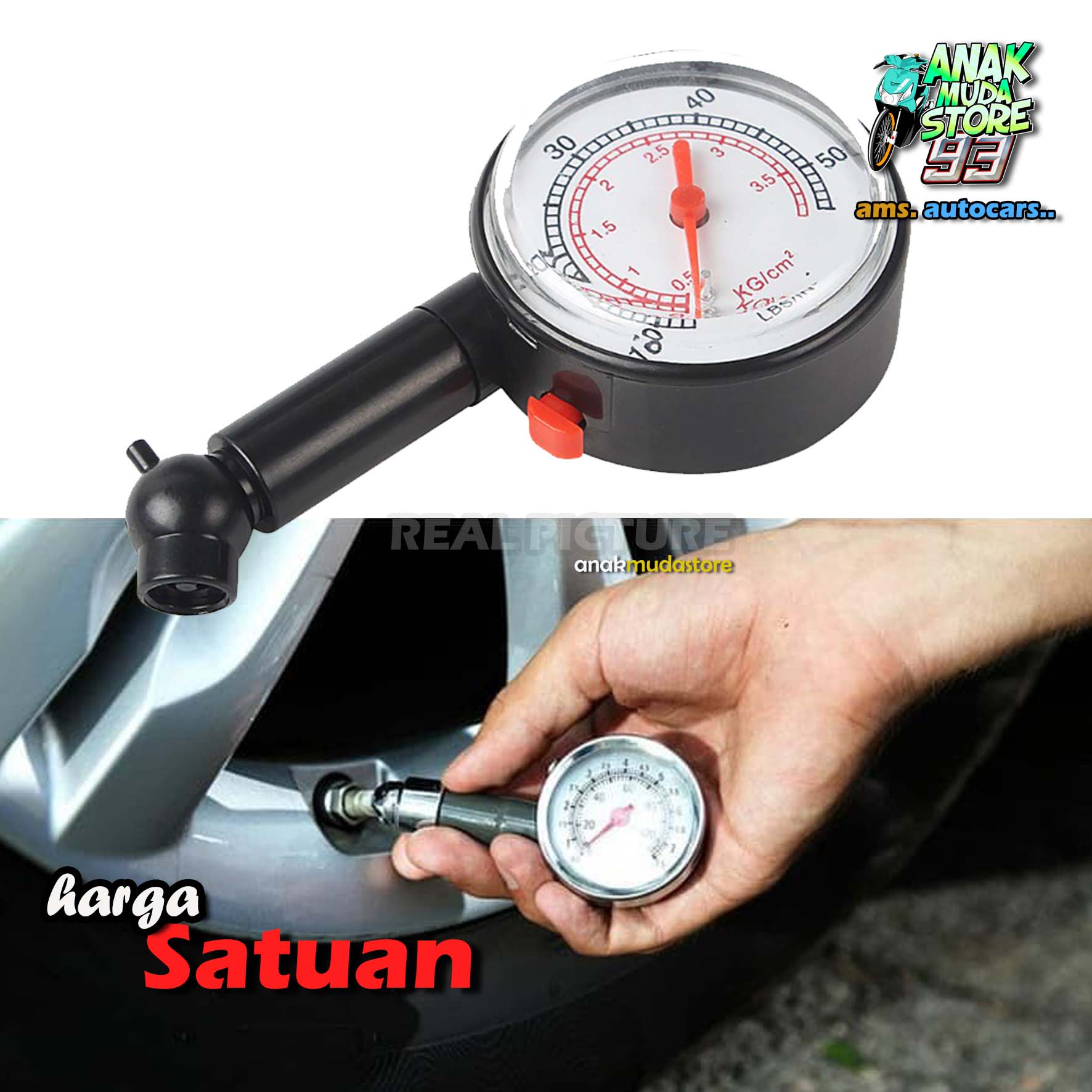 Alat Ukur Tekanan Angin Ban Kendaraan Mobil Motor Sepeda Universal PSI ...