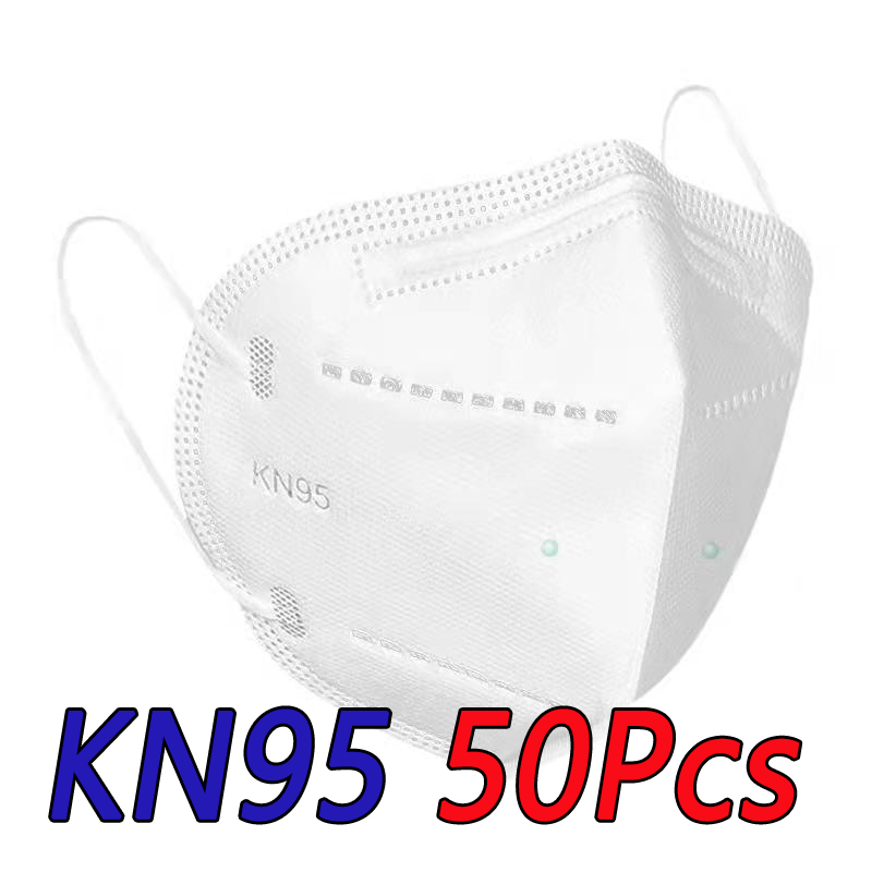 50PCS KN95 Mask Original White 50PCS Face Mask Washable Korean Type 3D ...