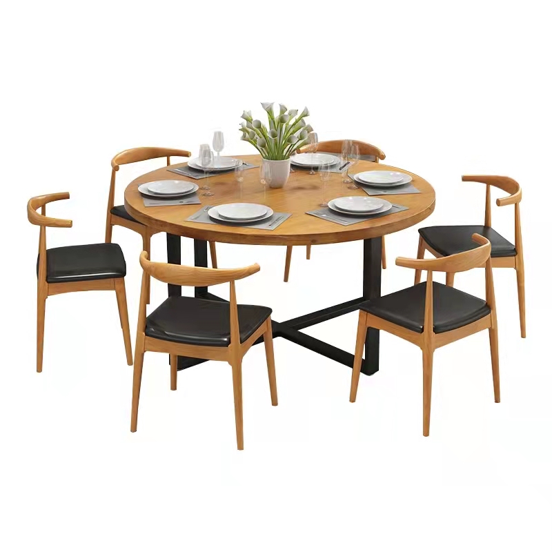 Solid wood hot pot restaurant table and chair combination induction ...