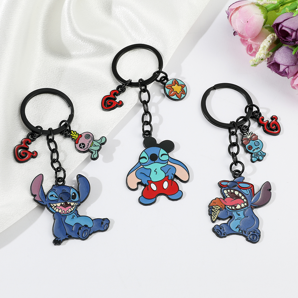 Disney Lilo Stitch Keychian Anime Metal Stitch Pendant Keychain Women ...