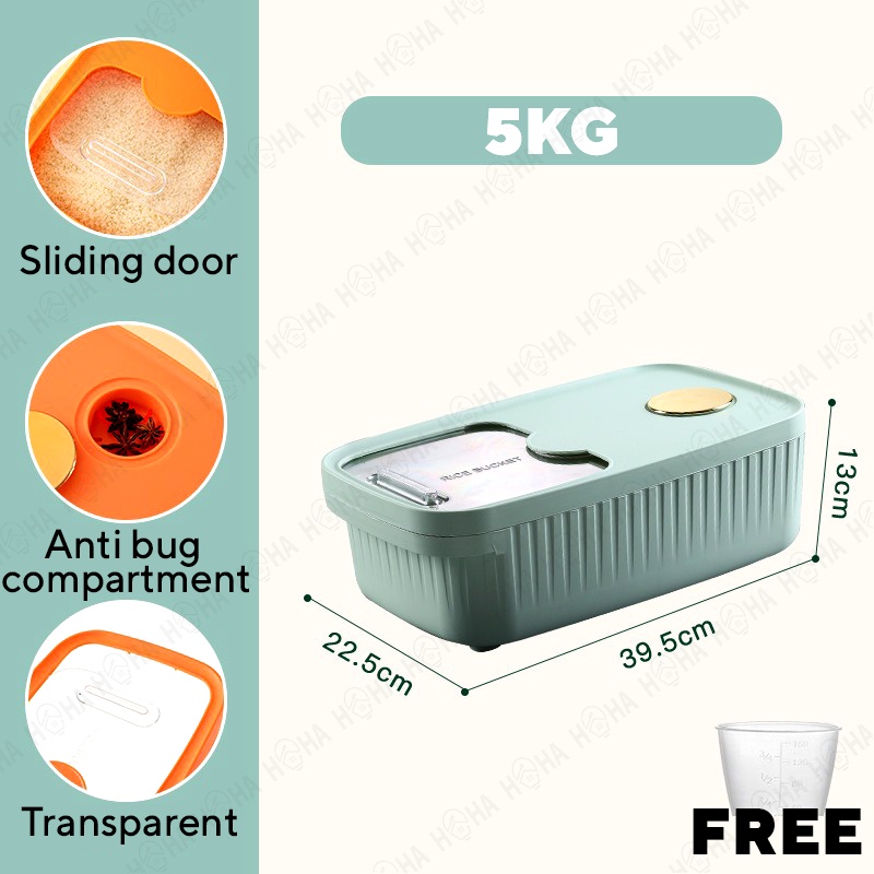 5kg 10kg Rice Storage Box Container Minimalist Bucket Rice Dispenser ...