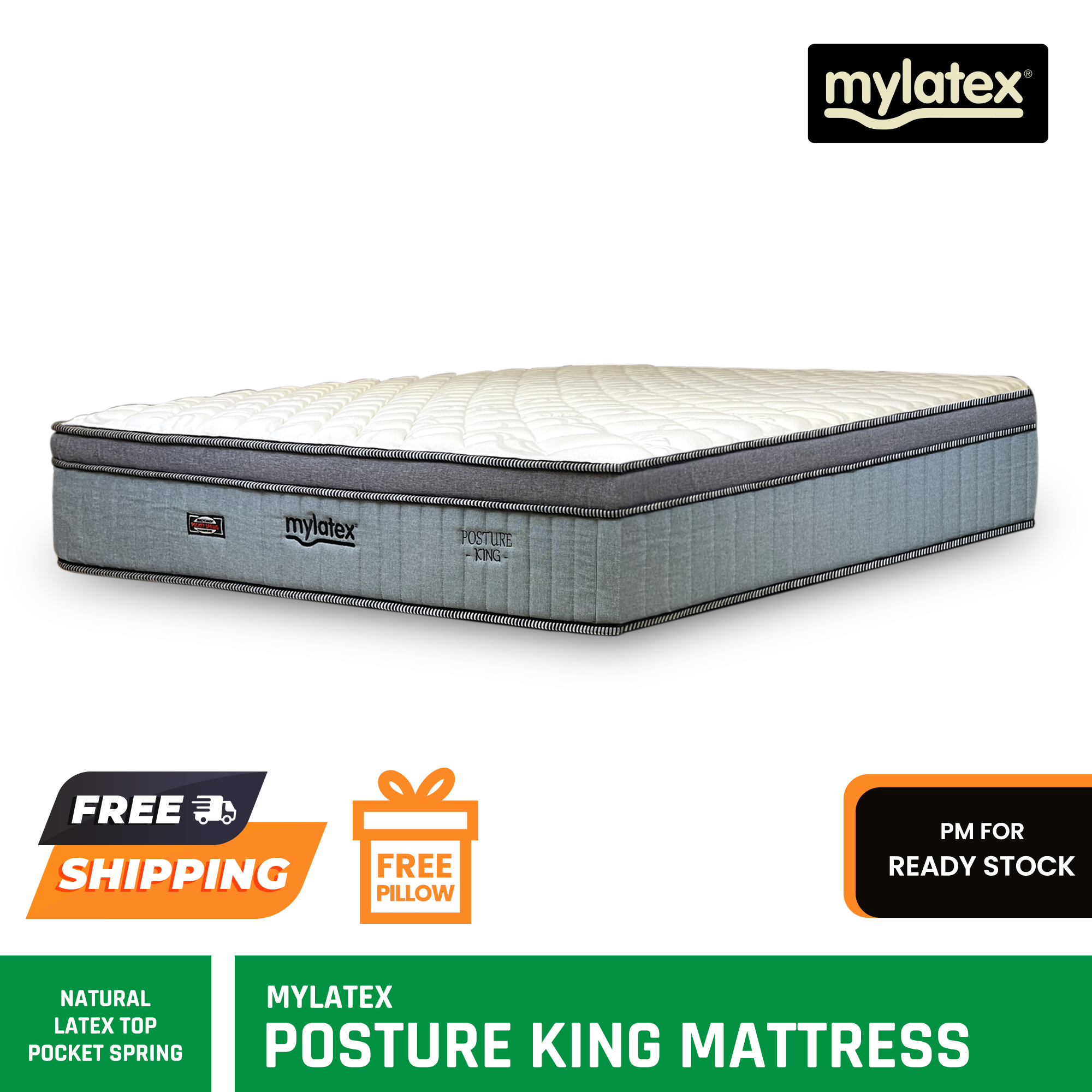 MyLatex POSTURE KING (12 inch), 100% Natural Latex Top Pocket Spring, Sizes (King, Queen, Super ...