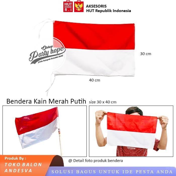 [30x40cm] Bendera Merah Putih indonesia / Bendera Kain Merah Putih ...