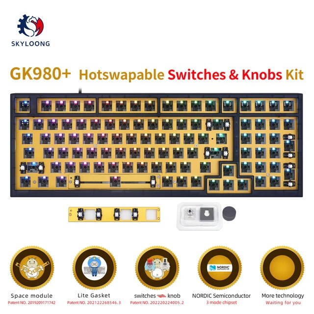 apm GK980 Hot Swappable Macro Bluetooth Wired Mechanical Keyboard ...