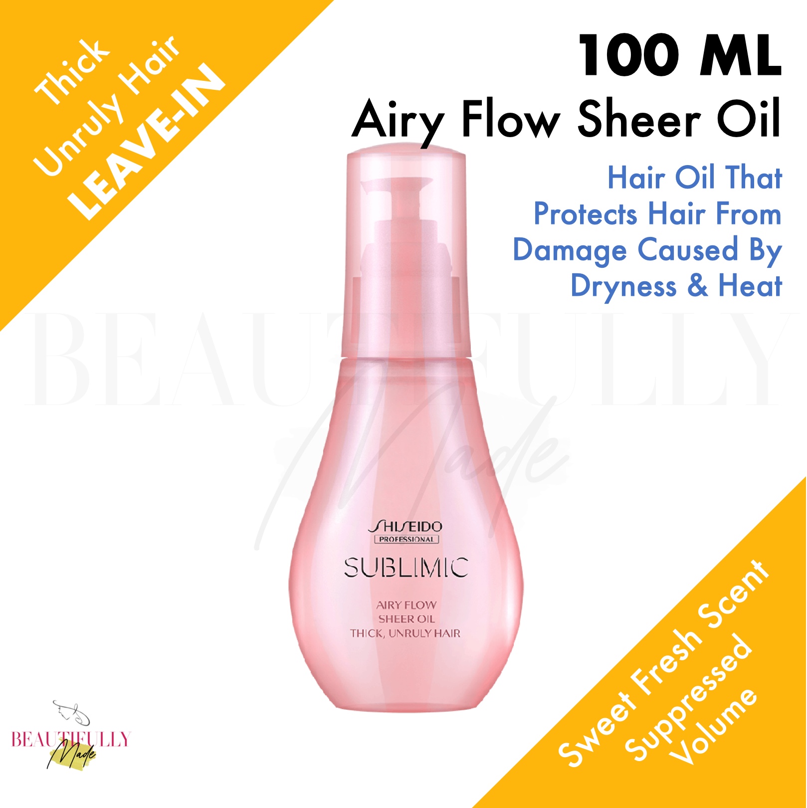 Shiseido Professional Sublimic Airy Flow Sheer Oil 100ml - For Thick Unruly Hair • Leave In ...