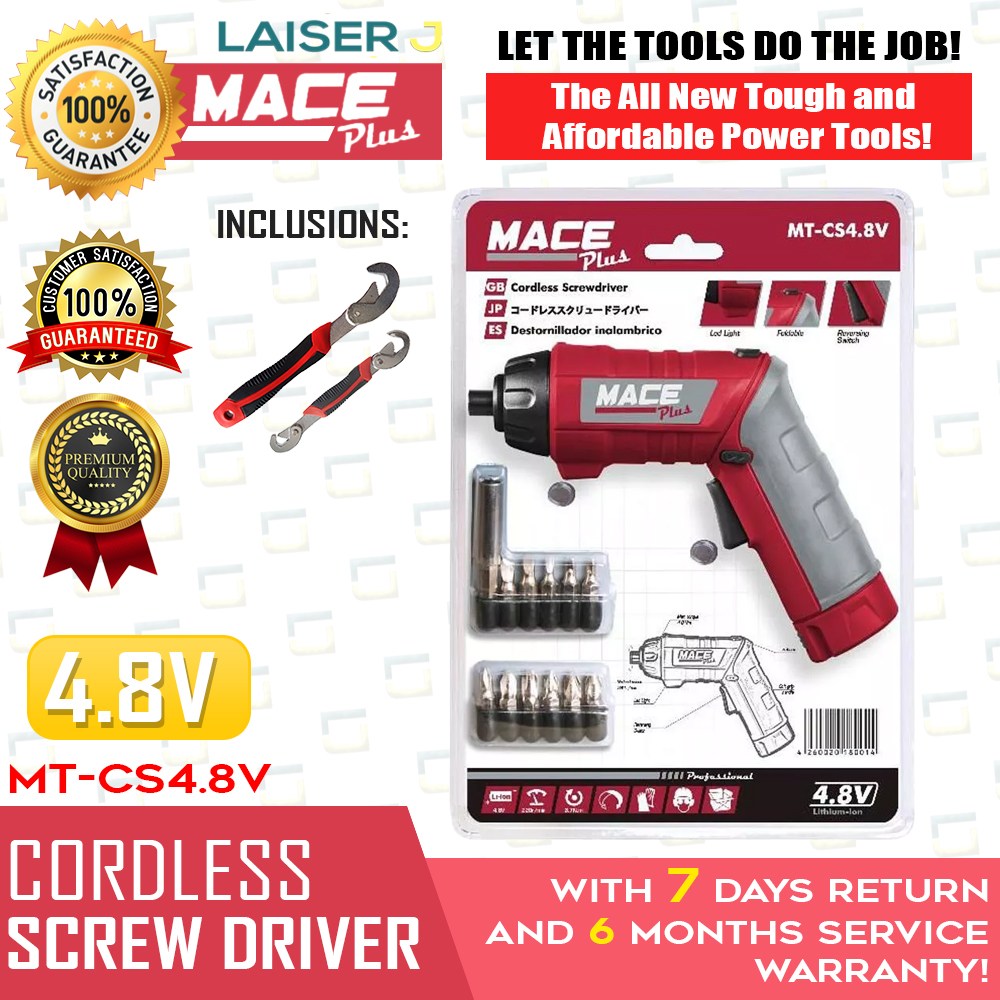 Mace Plus Cordless Screwdriver 4.8V MT-CS4.8VP (BLISTER) Screw Gun with ...