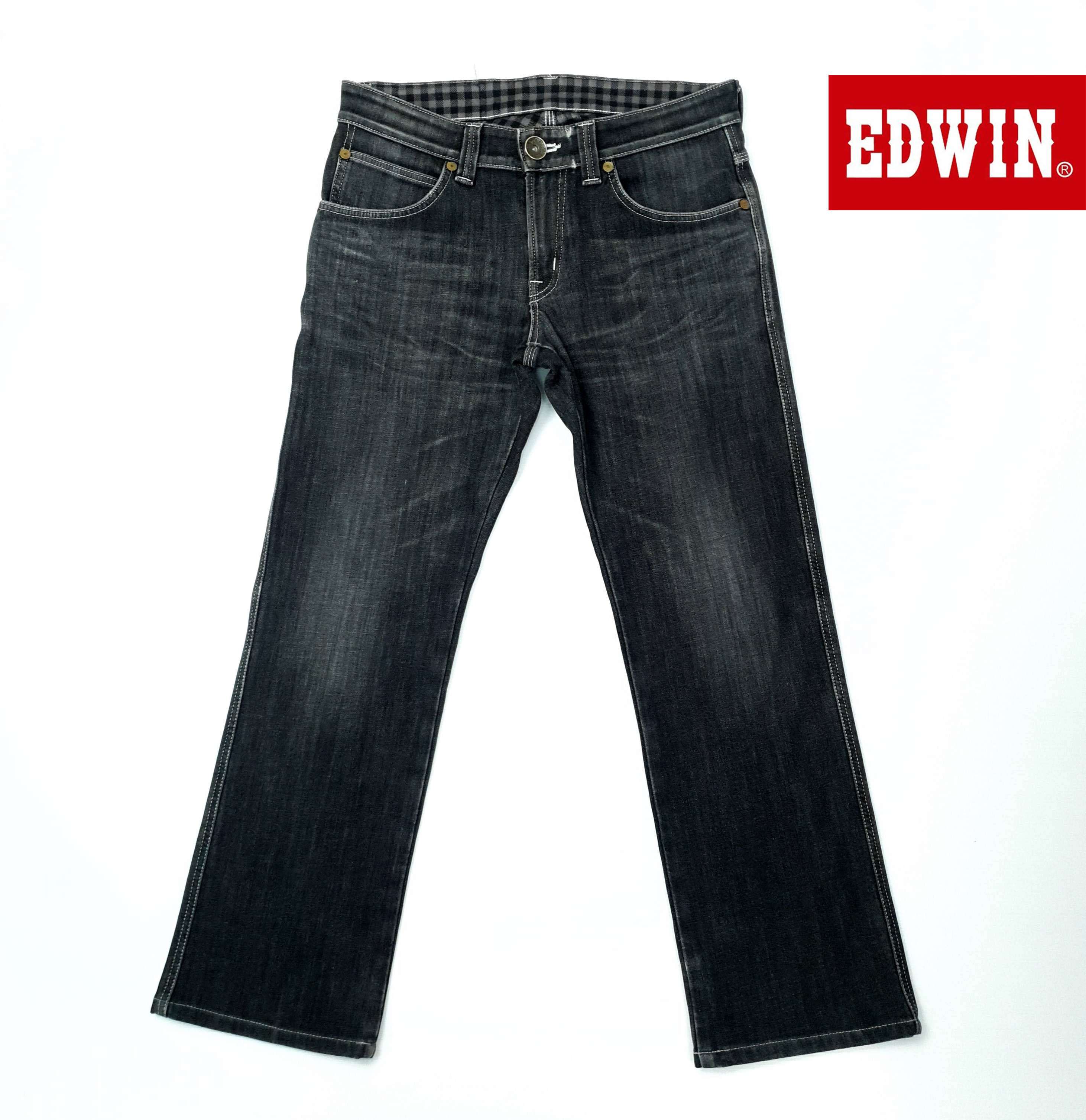 ยีนส์ Edwin เอว 34-35 สีเข้ม ผ้าหนานุ่ม มีซับในทั้งตัว Made in Japan ...
