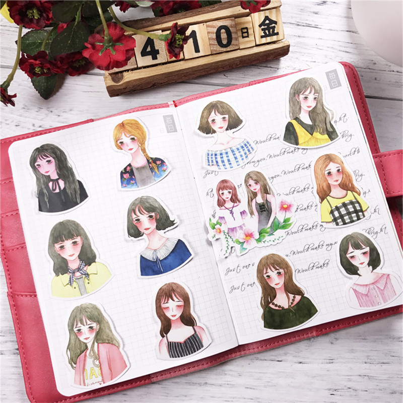 【Hottest Trends】1pack girl sticker PVC Scrapbook hand book diary ...