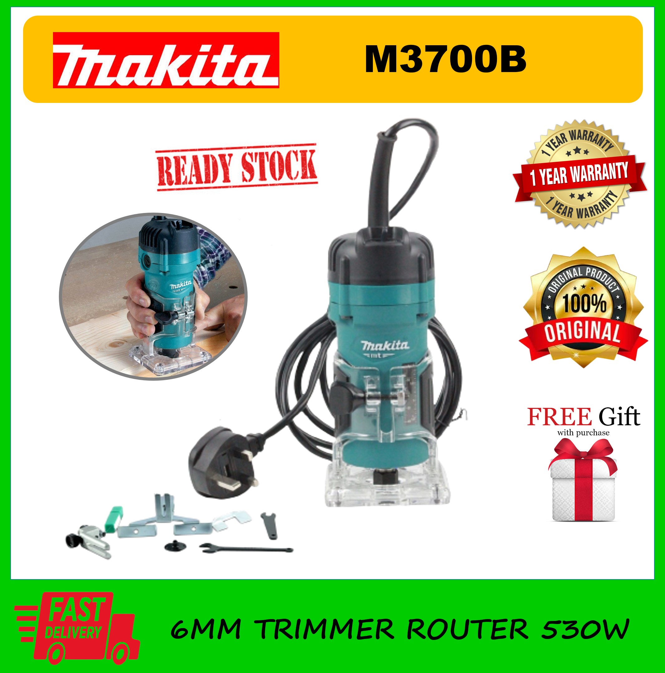 MAKITA M3700B 6MM TRIMMER ROUTER 530W | Lazada