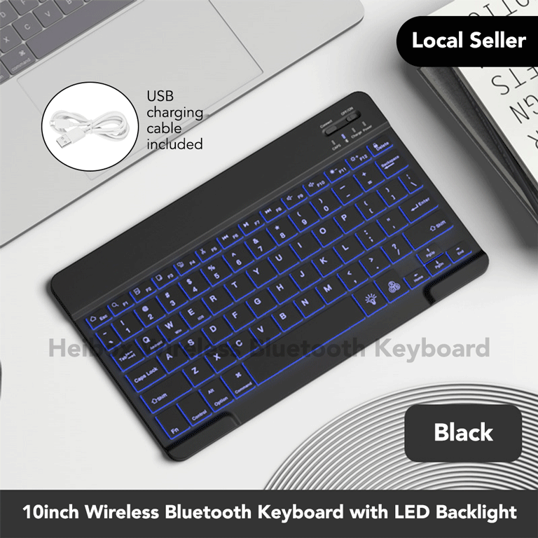 Heibox Wireless Bluetooth Keyboard with RGB LED Backlight Silent ...