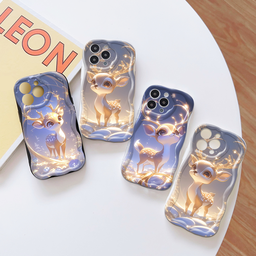 UCUC for OPPO A36 A76 Back Cover Mini Deer Cream Texture Wavy Edge Soft ...