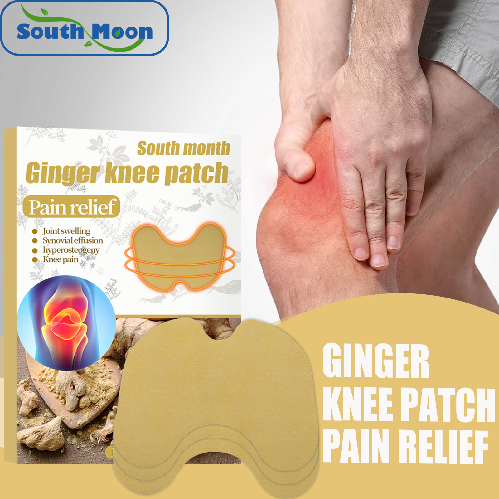 South Moon Ginger Knee Patch Pain Relief Joint Swelling Synovial ...