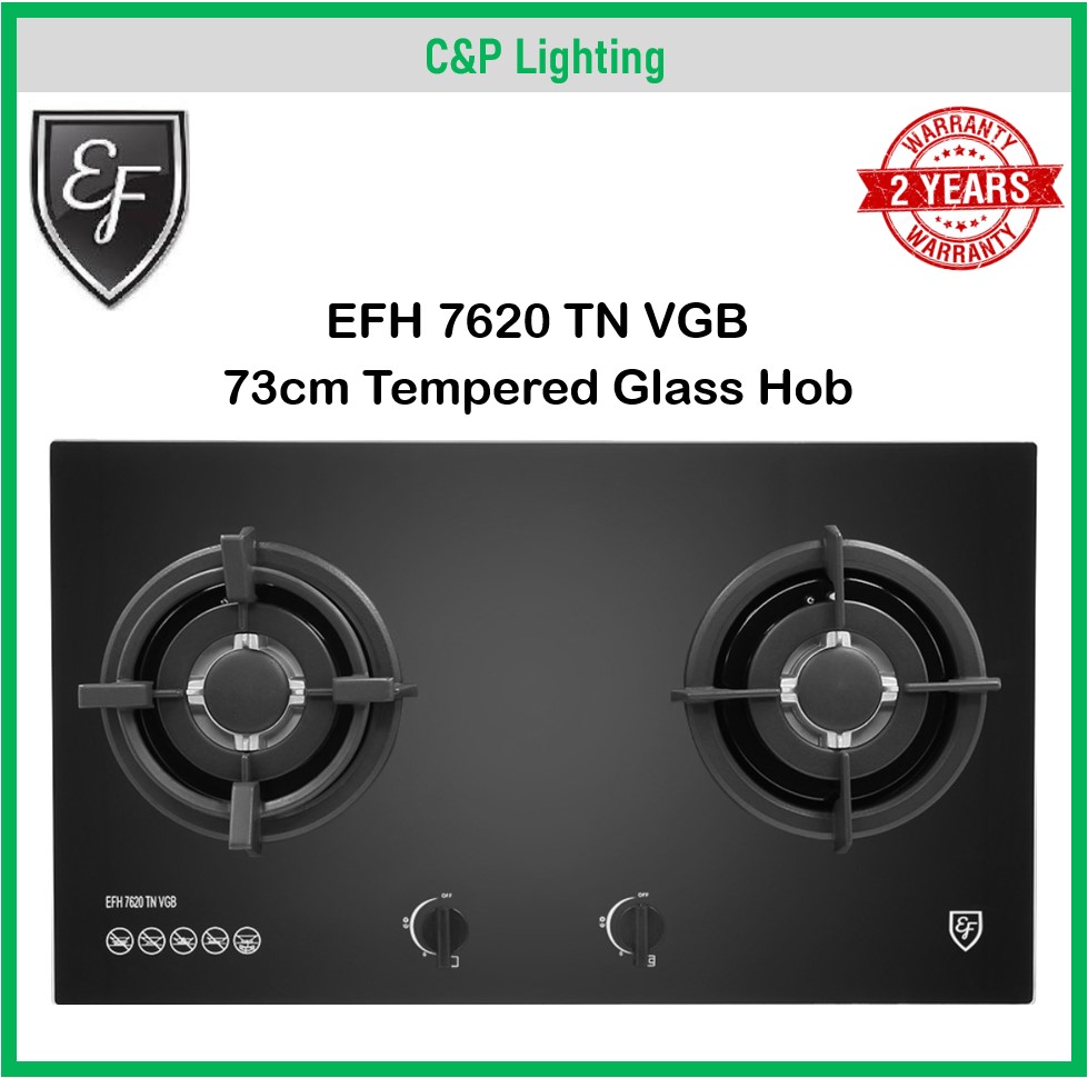 EF 73cm 2 Burner Tempered Glass Cooker Hob Gas Stove EFH 7620 TN VGB ...