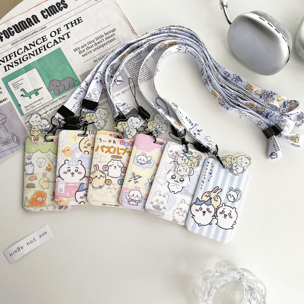 Gift Chiikawa Cartoon Card Holder Hachiware with Long Rope Card Sleeve ...